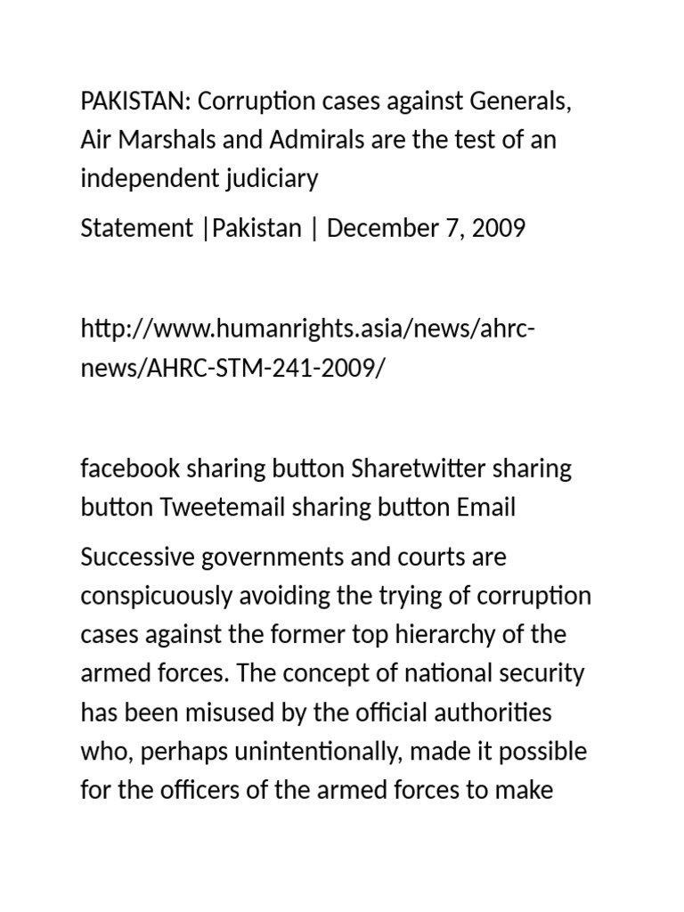 Corruption in Pakistan's Military Leadership | PDF | Corruption