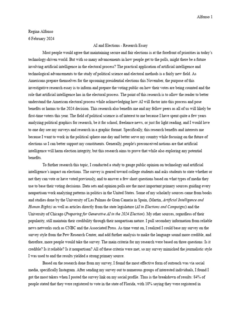 AI and Elections - Writing Sample | PDF | Elections | Artificial ...