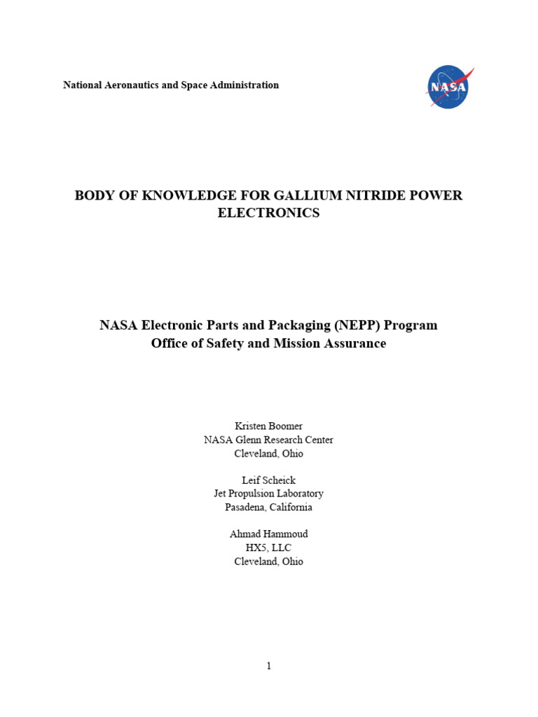 Body of Knowledge For Gallium Nitride Power Electronics: National Aeronautics and Space ...
