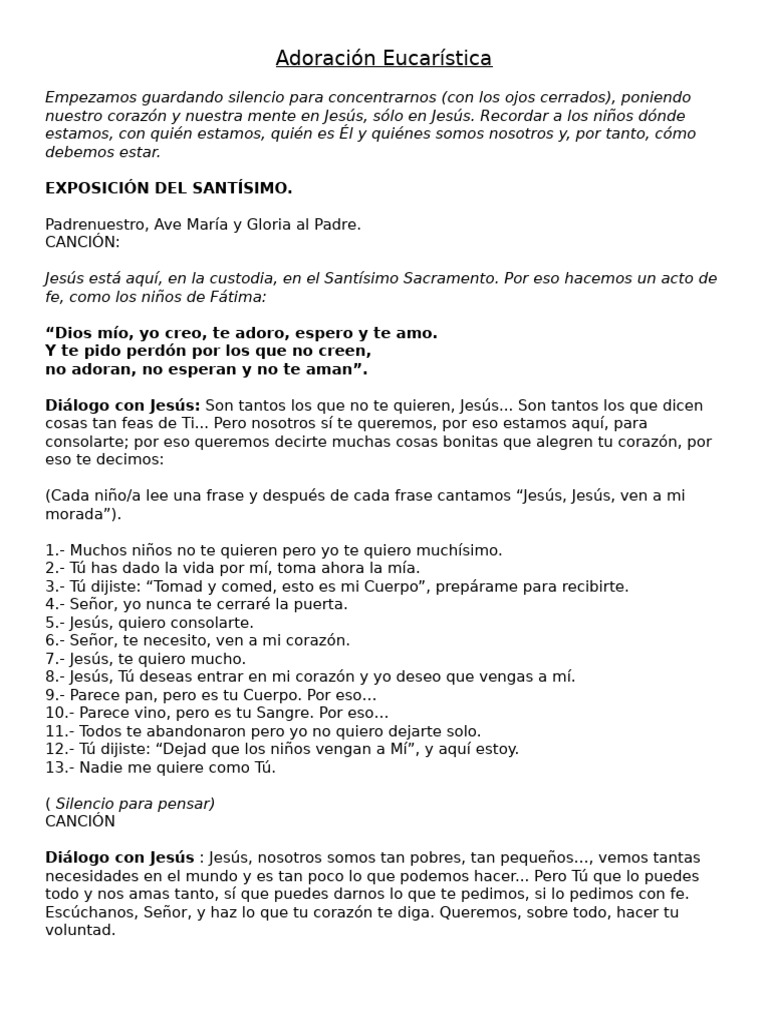 Adoracion Eucaristica | PDF | eucaristía | María, madre de Jesús