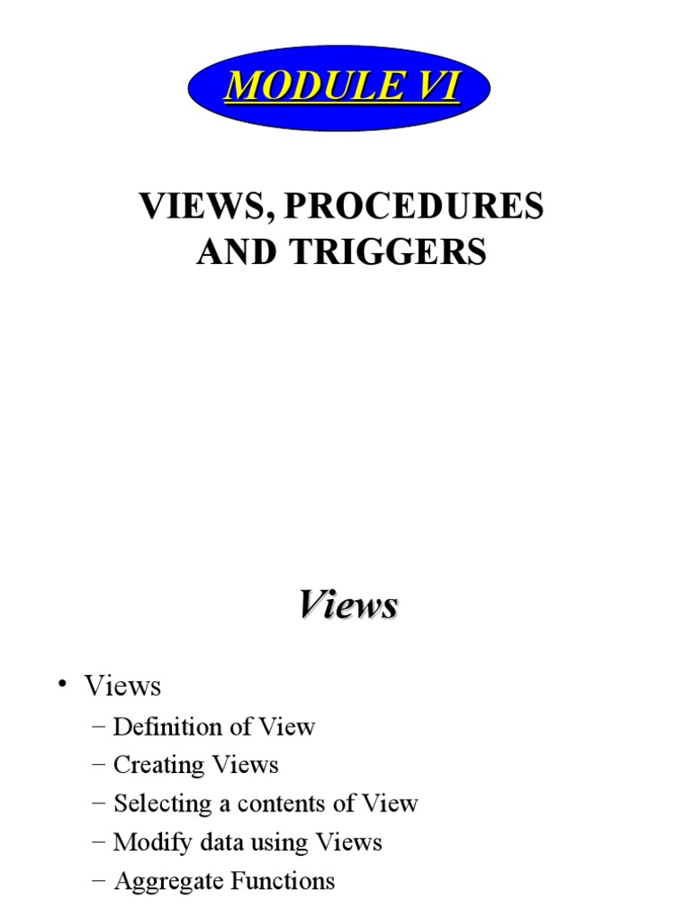 Views Procedures And Triggers Pdf Parameter Computer Programming Subroutine