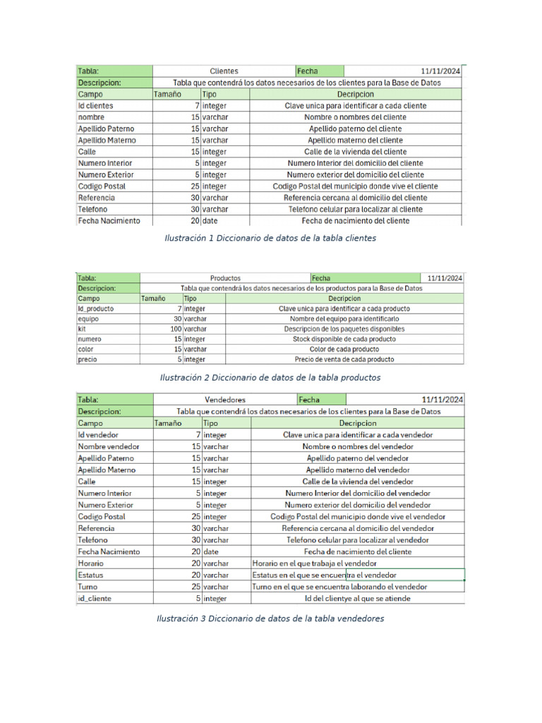 Diccionario de Datos Completo | PDF