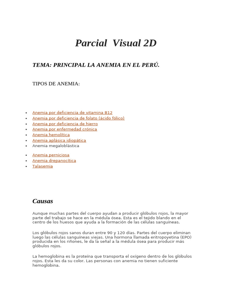 Parcial Visual 2D | PDF | Anemia | Glóbulo rojo