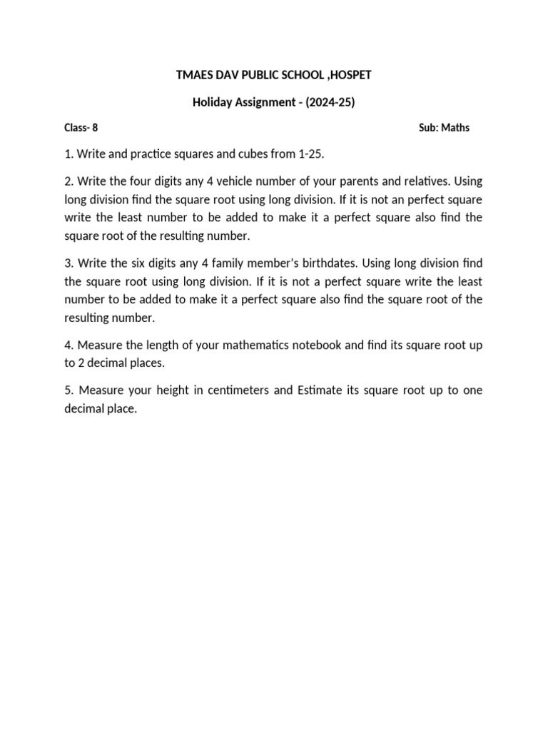 Class 8 Maths HW | PDF