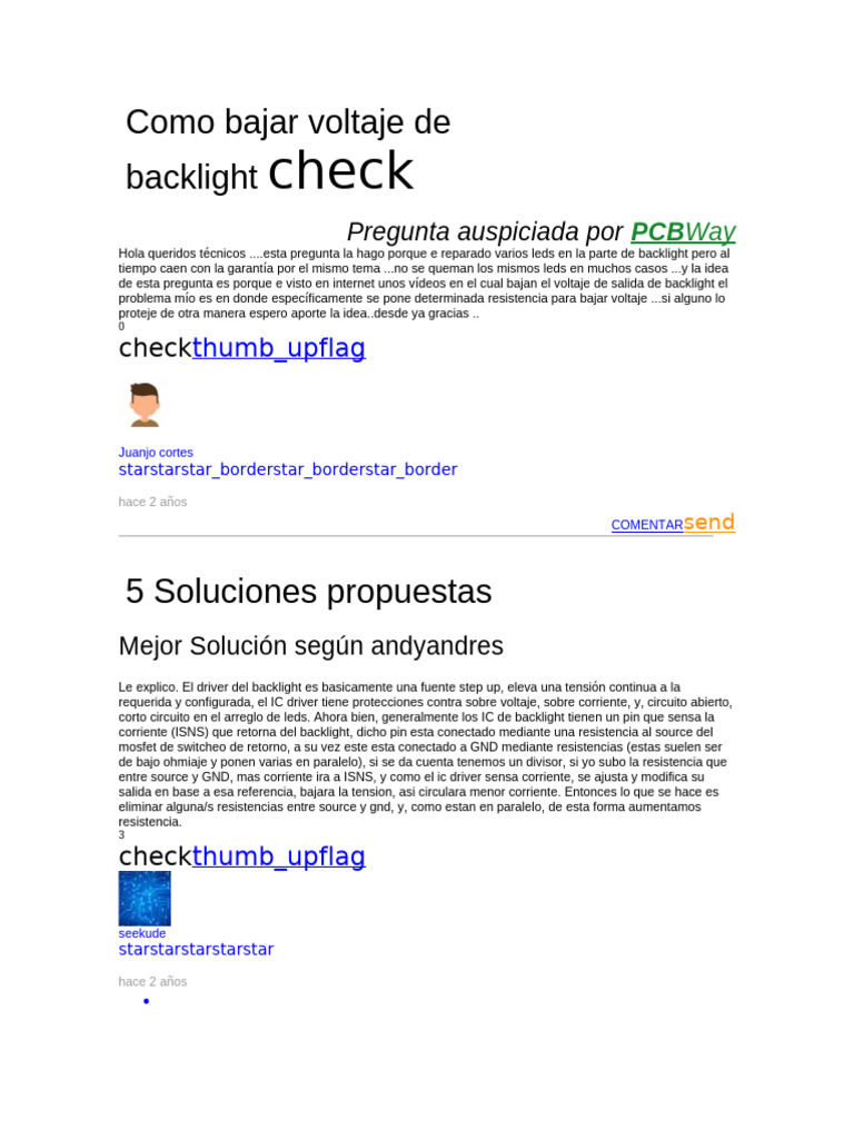Como Bajar Voltaje de Backlight | PDF | voltaje | Diodo emisor de luz