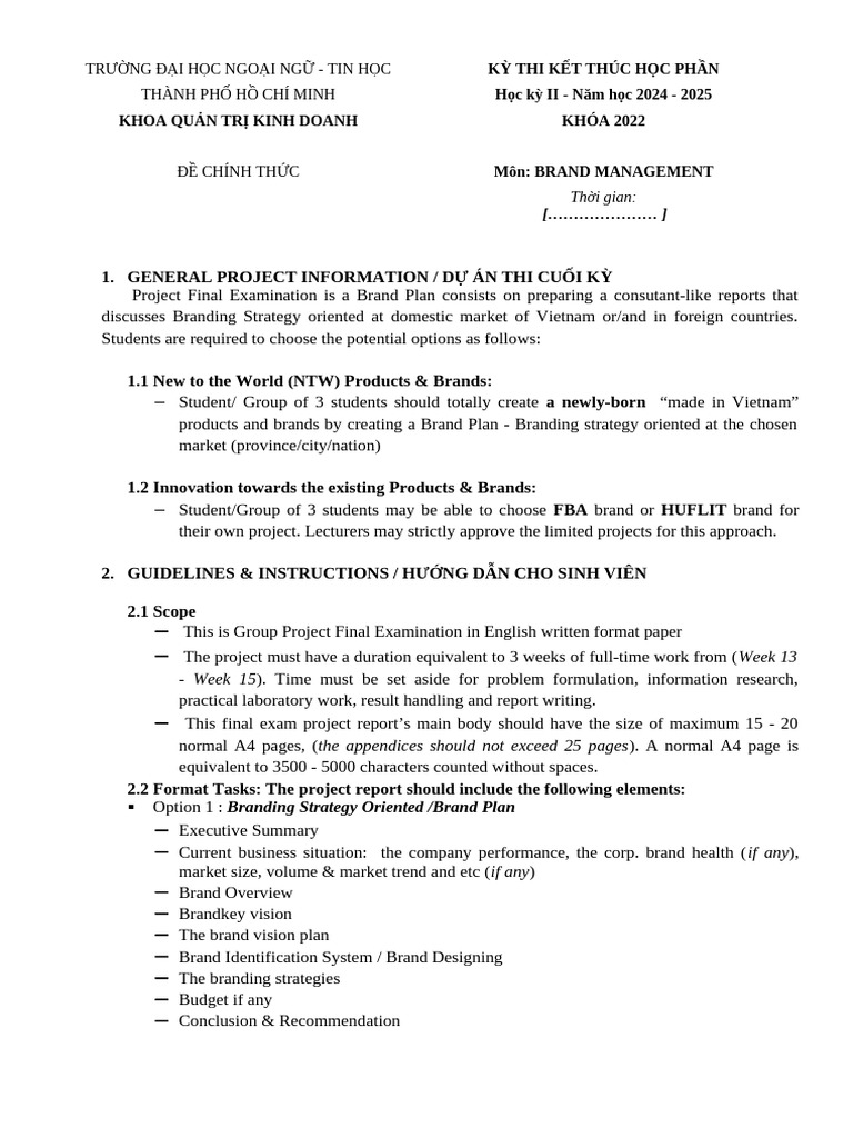 SBM - Final Project Guidelines | PDF