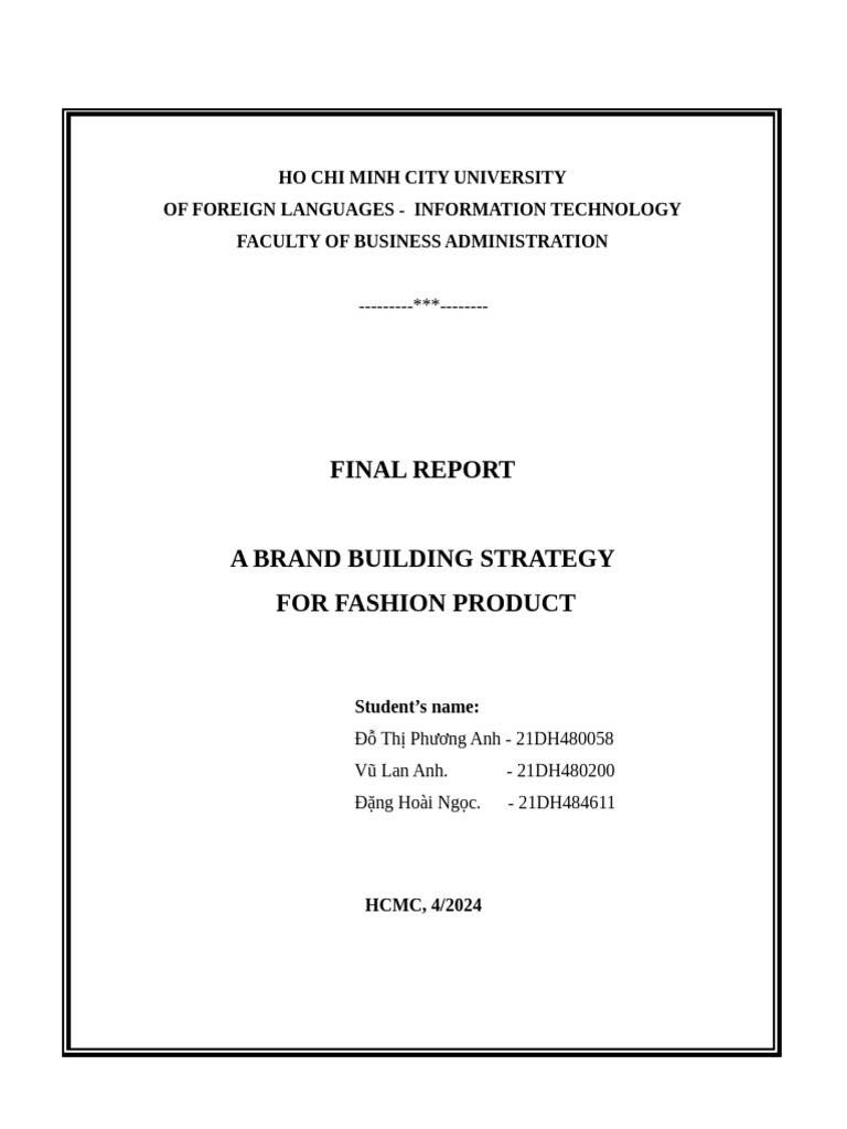 SBM Group Project Proposal - Final Report - Sample - 2 | PDF | Brand | Marketing