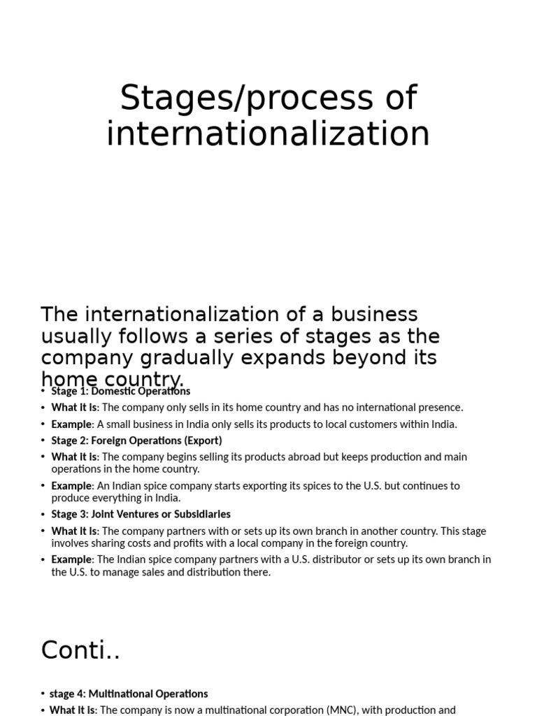Stages of Internationalization | PDF | Multinational Corporation | Internationalization