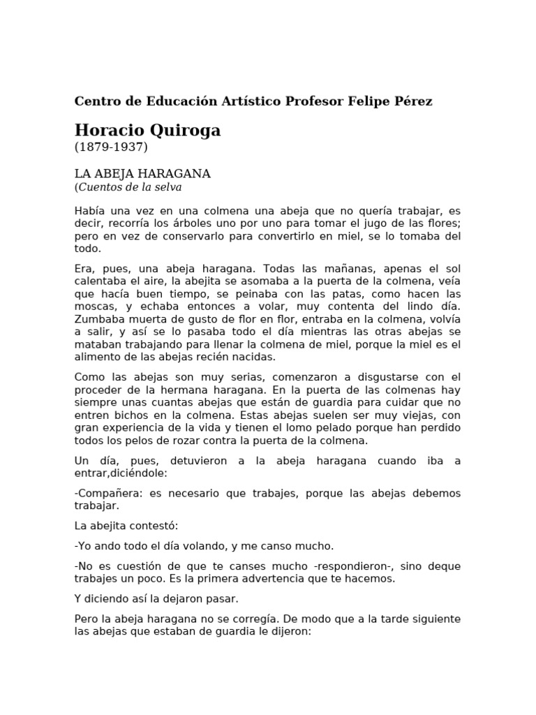 La Abeja Haragana Pdf Colmena Cuentos