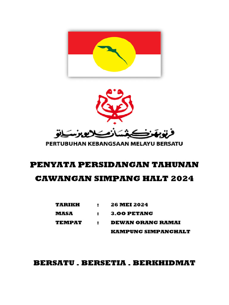 Penyata Persidangan Umno Simpang Halt Tahunan 2024 | PDF