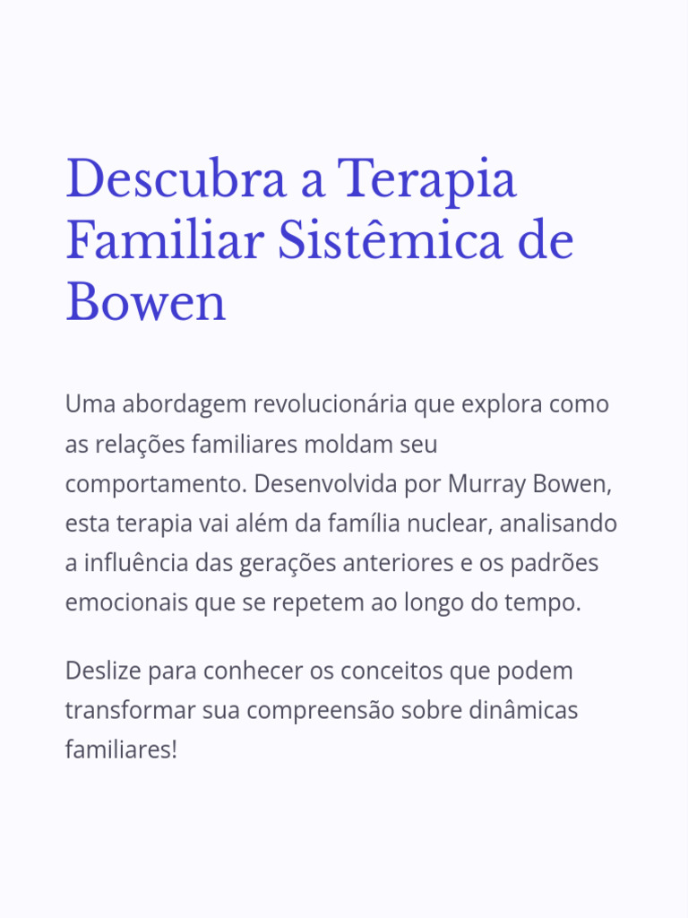 Apostila - Descubra A Terapia Familiar Sistemica de Bowen | PDF ...