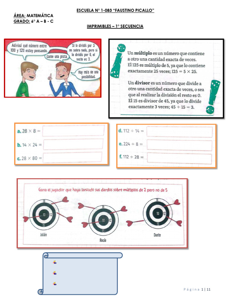 IMPRIMIBLES SEC N°1 - MAT 6TO | PDF