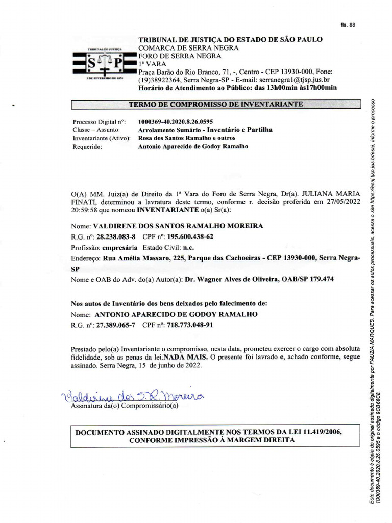 Termo de Compromisso de Inventariante | PDF