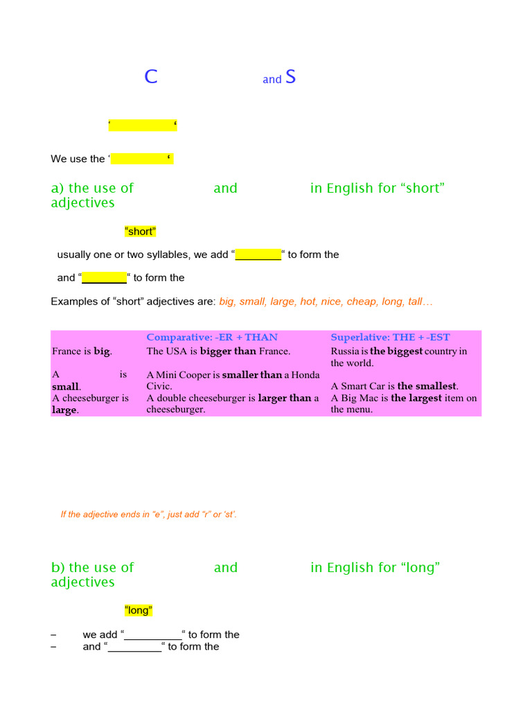 UNIT 9 - Grammar - COPMARATIVES and SUPERLATIVES | PDF | Linguistics | Grammar