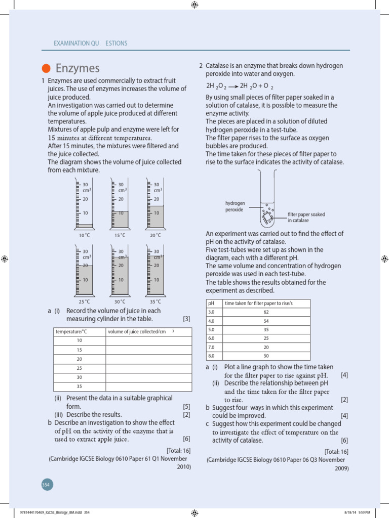 FORM 4 - BIOLOGY - HOLIDAY WORK | PDF | Catalase | Hydrogen Peroxide