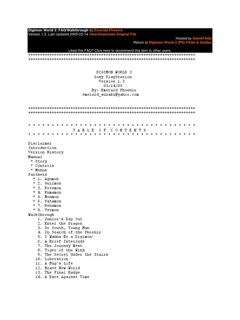 Digimon World 3 | PDF | Strategy Guide | Leisure