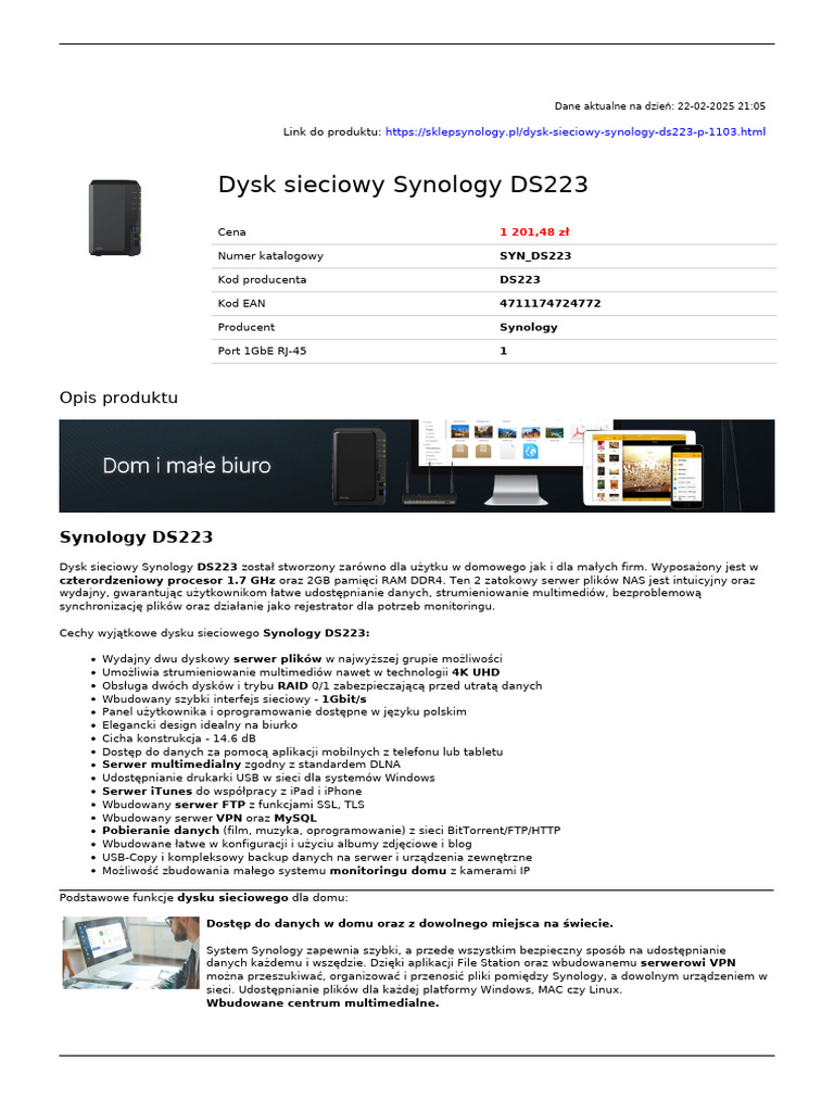 synology ds223 dysk sieciowy | PDF