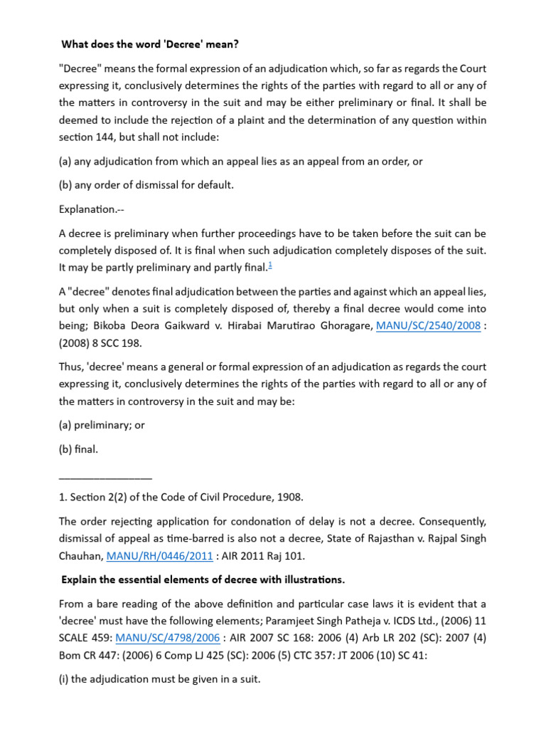 Decree Under CPC 1908 PDF | PDF | Decree | Lawsuit