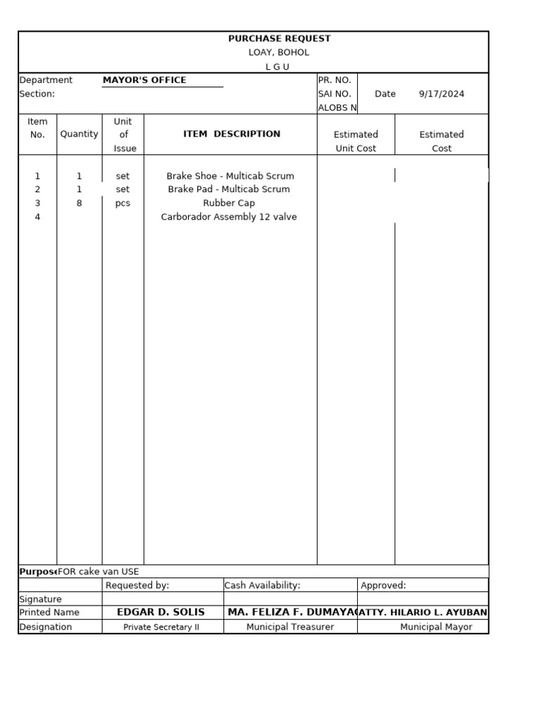 Purchase Request | PDF