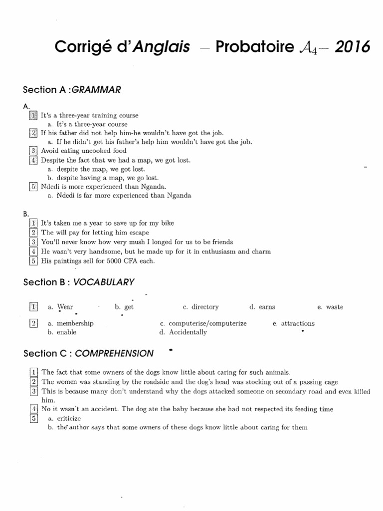 Orniformation Épreuve Anglais Corrigé Proba4 Session+2016 | PDF | Animals And Humans