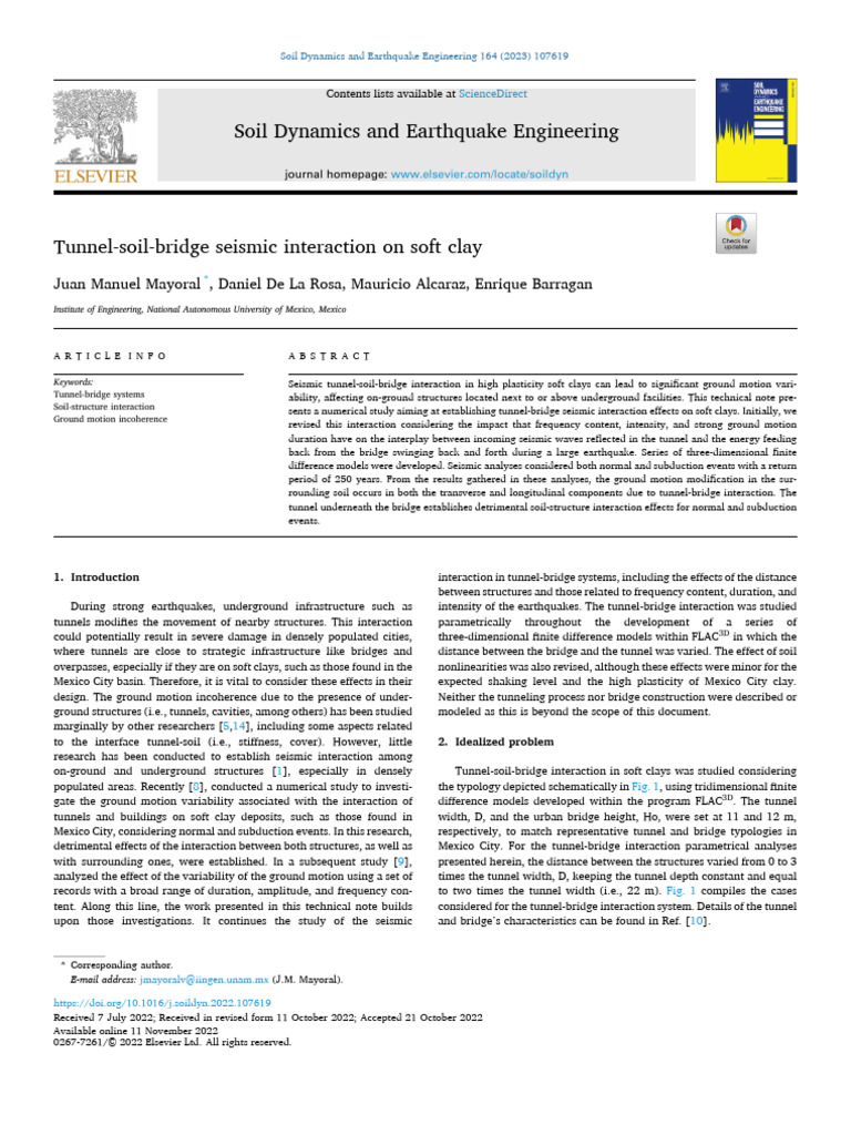 2022 Tunnel-Soil-Bridge Seismic Interaction On Soft Clay | PDF | Earthquake Engineering ...