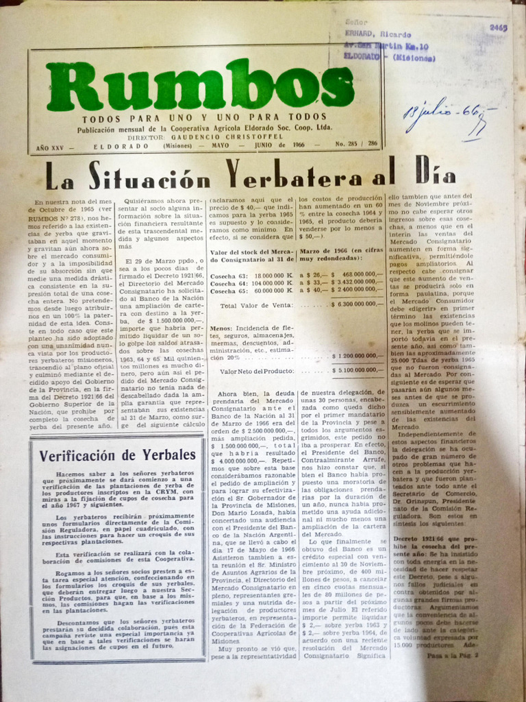 Rumbos Mayo Junio 1966 | PDF