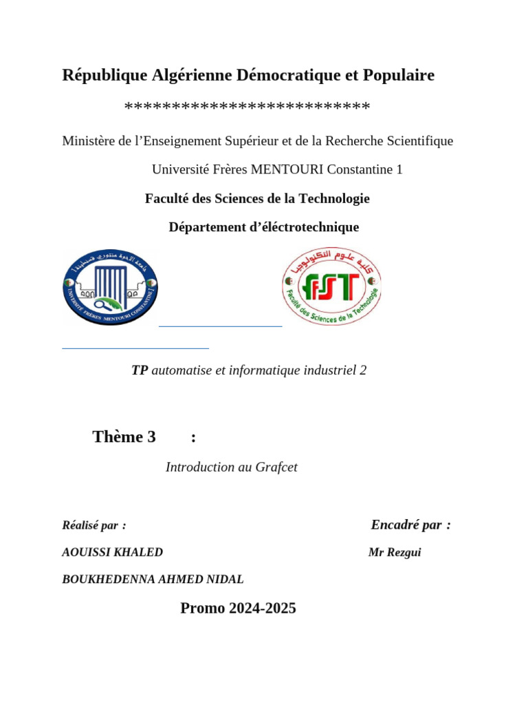 Introduction au Grafcet en Automatisme | PDF