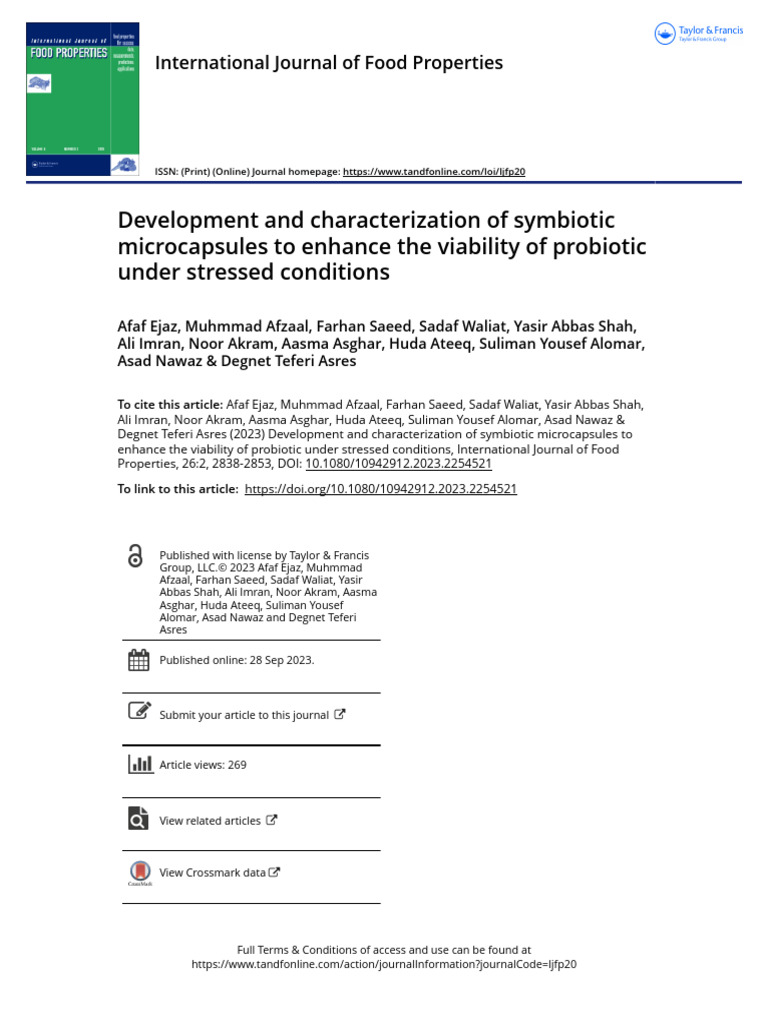 Development and Characterization of Symbiotic Microcapsules To Enhance ...