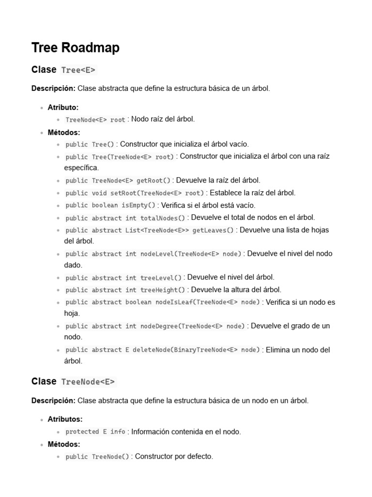 Tree Roadmap | PDF | Constructor (Programación Orientada a Objetos) | Programación