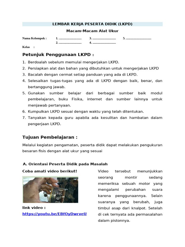 LKPD PBL Macam-Macam Alat Ukur | PDF