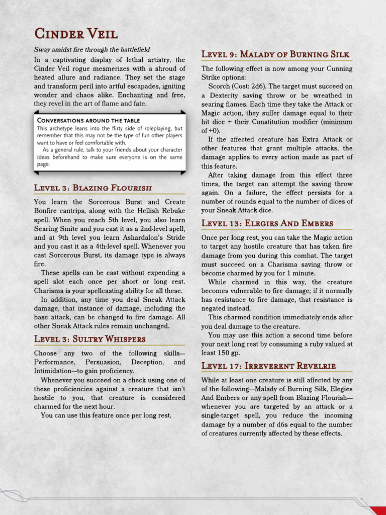 Rogue Subclass - Cinder Veil | PDF