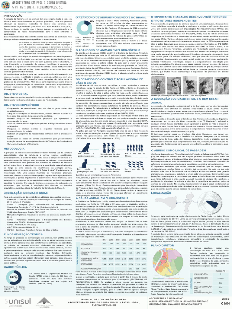 Amanda Laureano TCC I Floripa PDF | PDF | Cães | Gatos