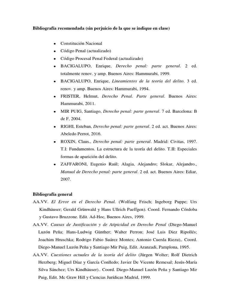 Bibliografía general | PDF | Derecho penal | Caso de ley