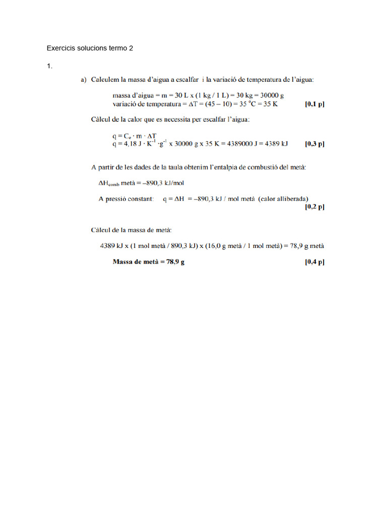 Exercicis Solucions Termo 2 | PDF