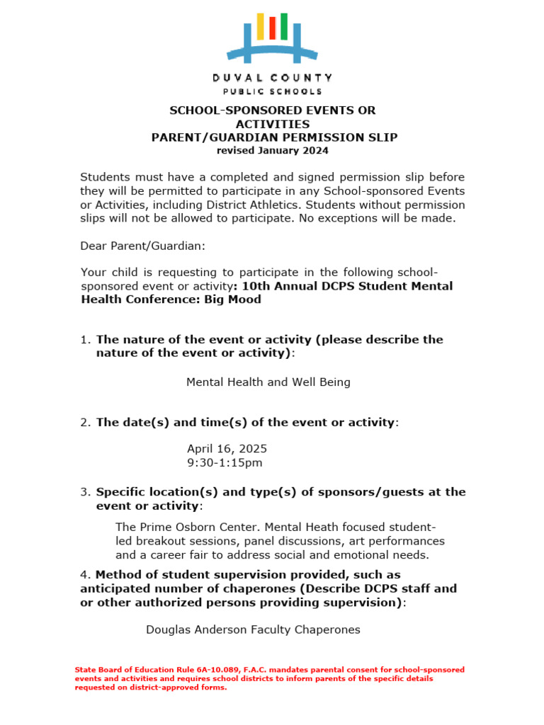 Permission Forms For DCPS Mental Health Conference 4-16 | PDF