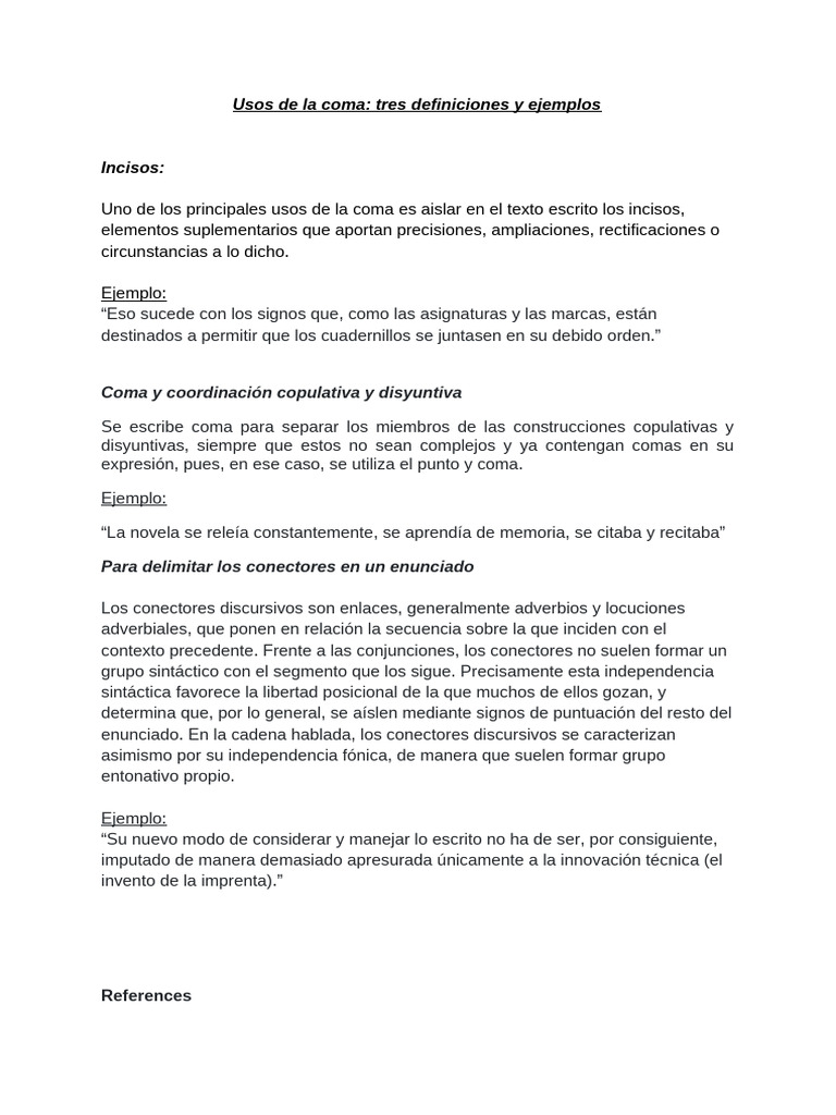 Usos esenciales de la coma | PDF