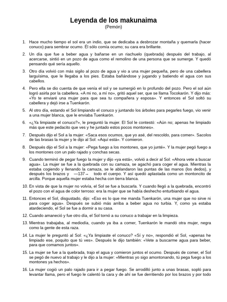 La Leyenda de los Makunaima | PDF