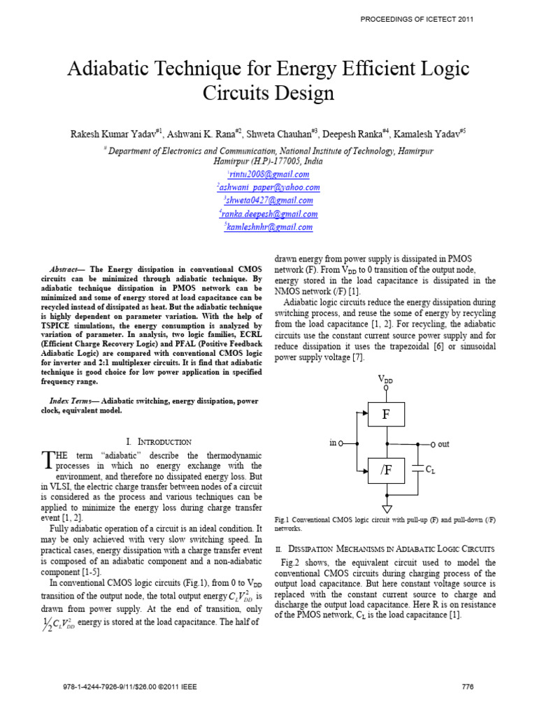 Adiabatic Explanations Ecrl and Pfa | PDF | Cmos | Electrical Circuits