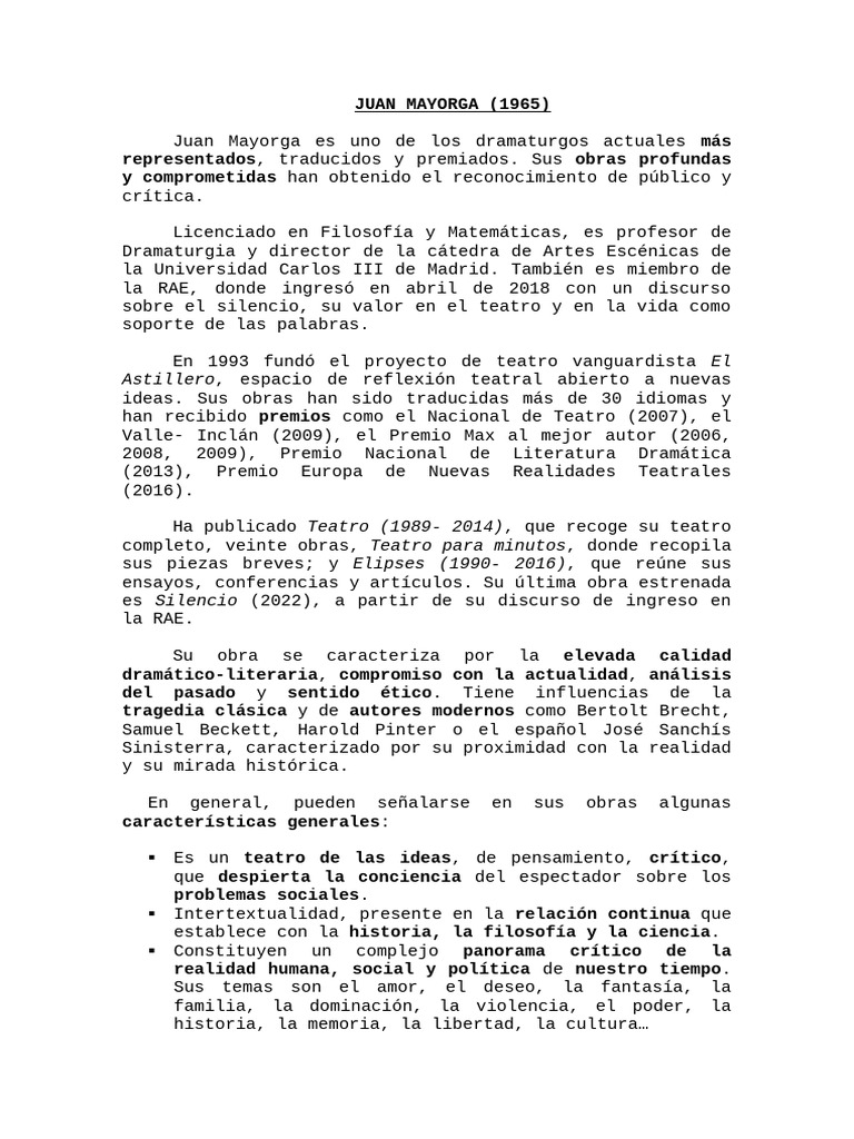 Juan Mayorga | PDF