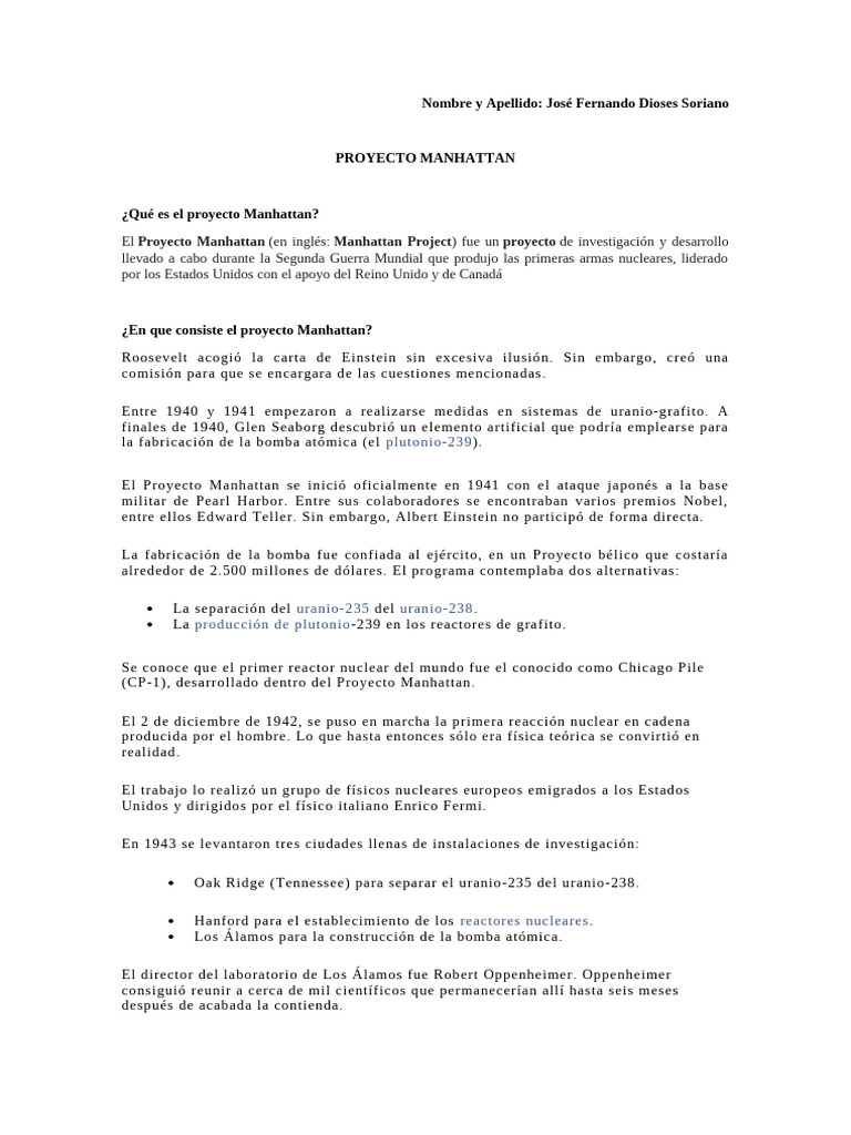 Proyecto Manhattan | PDF