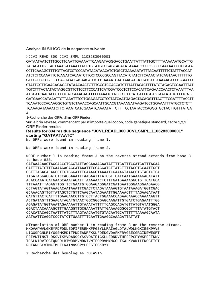 ORF Finder Analysis Results | PDF | Open Reading Frame | Gene Expression