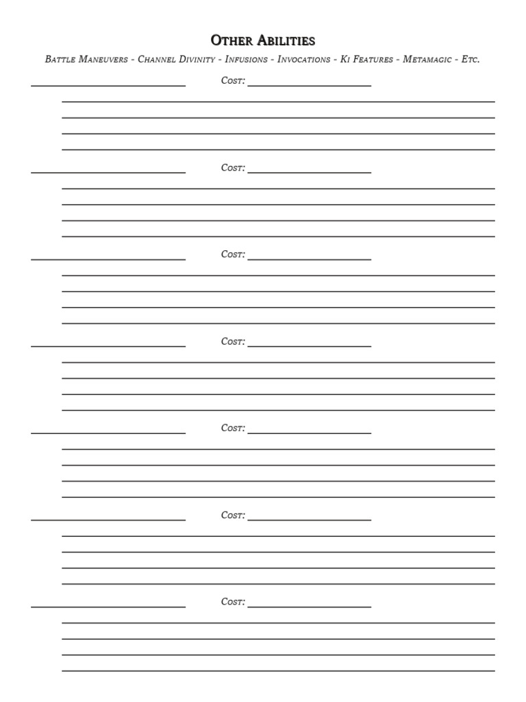 Other Abilities Sheet | PDF