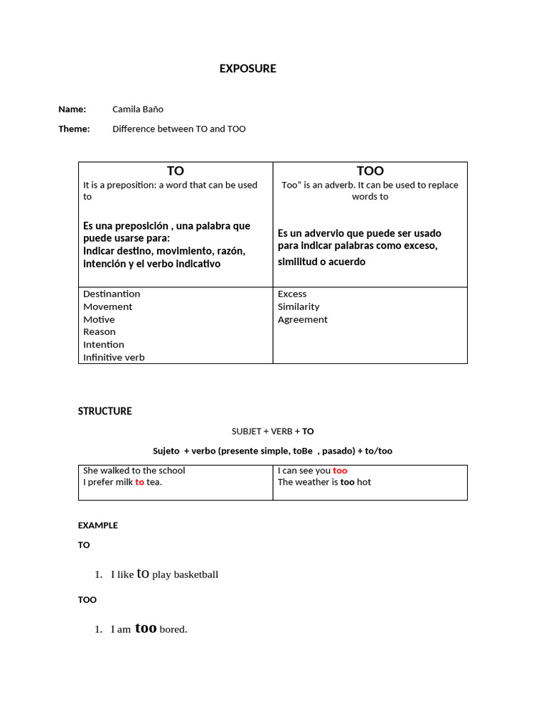Understanding "To" vs. "Too" | PDF