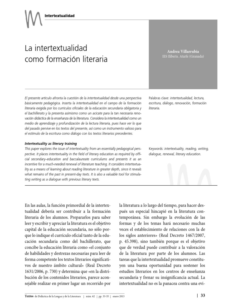 5 La Intertextualidad Como Formación Literaria | PDF | Intertextualidad | Cuentos