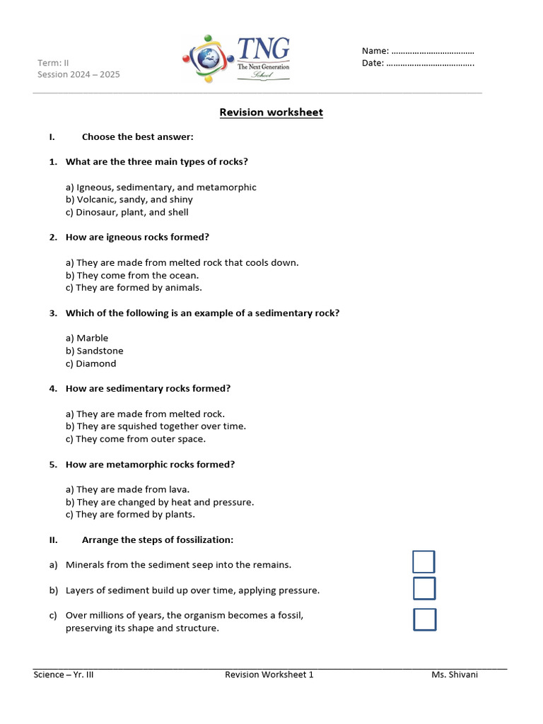 Sedimentary Rocks Worksheet Answers | PDF | Rock (Geology ...