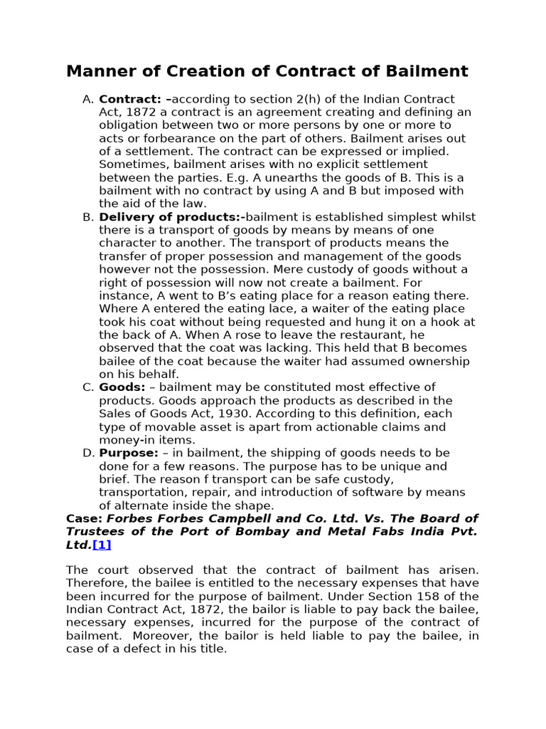 BAILMENT | PDF | Legal Liability | Indemnity