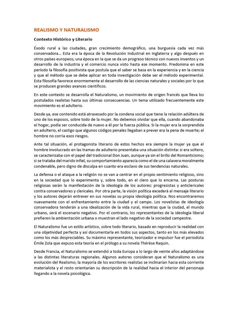 Realismo y Naturalismo | PDF | Realismo literario