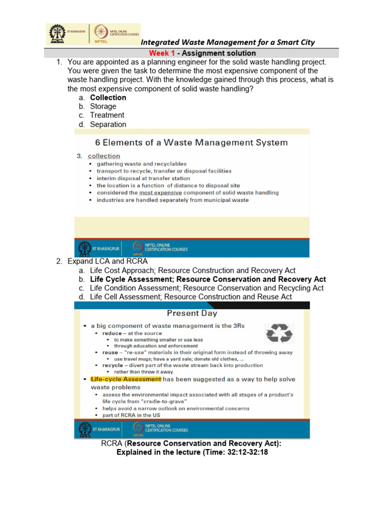 Week 1_Assignment_Solutions | PDF | Waste Management | Waste