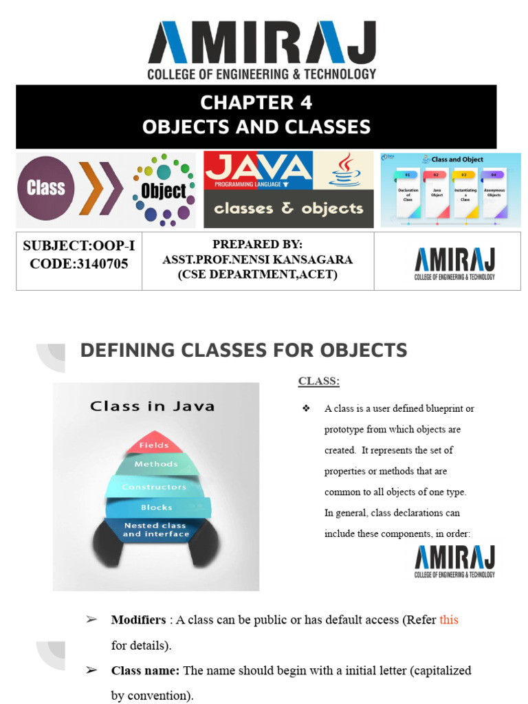 OOP1 - Unit 4 (Amiraj) VisionPapers - in | PDF | Class (Computer ...