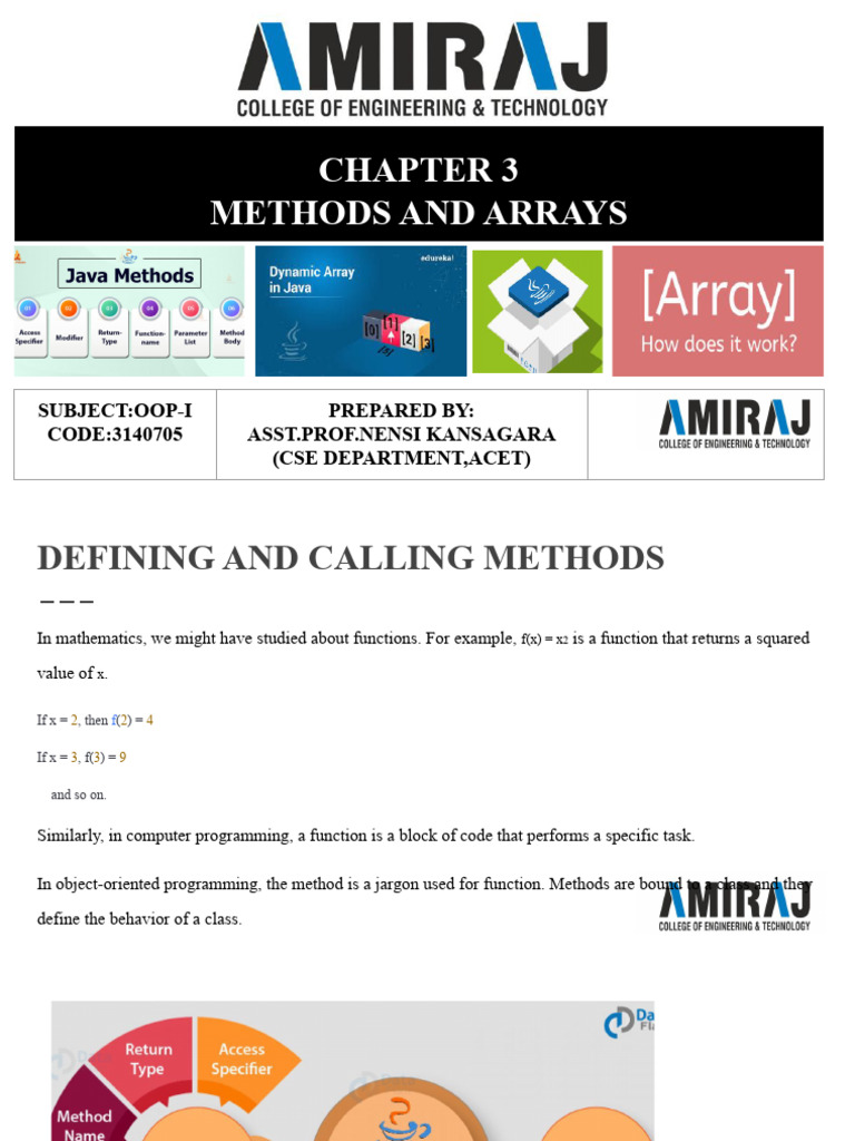 OOP1 - Unit 3 (Amiraj) VisionPapers - in | PDF | Method (Computer Programming) | Parameter ...
